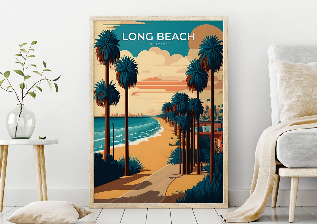 Long Beach Print, California Travel Poster, Long Beach Poster, Summer ...