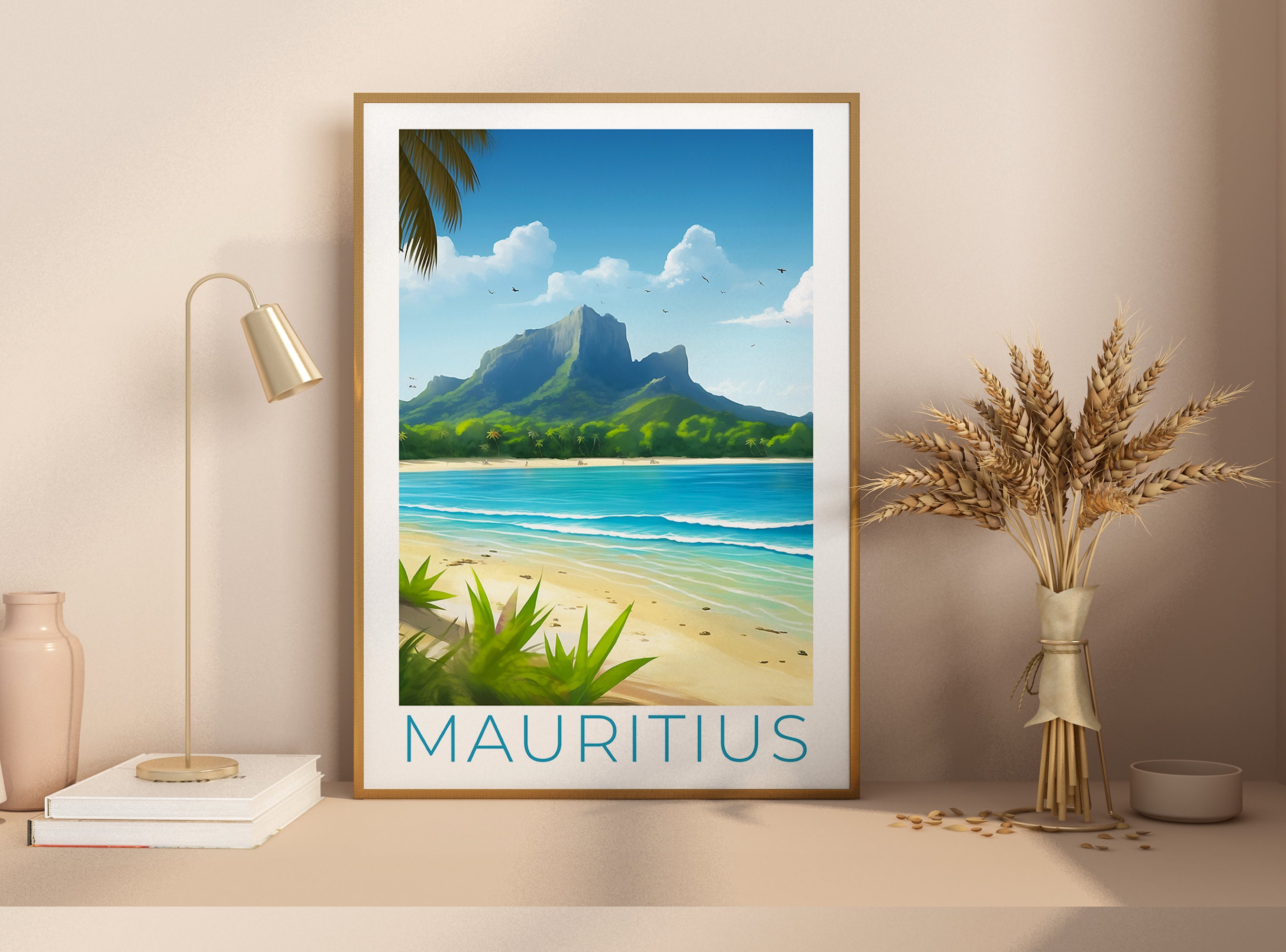 Mauritius Poster, Mauritius Digital Print, Indian Ocean Print, Travel ...