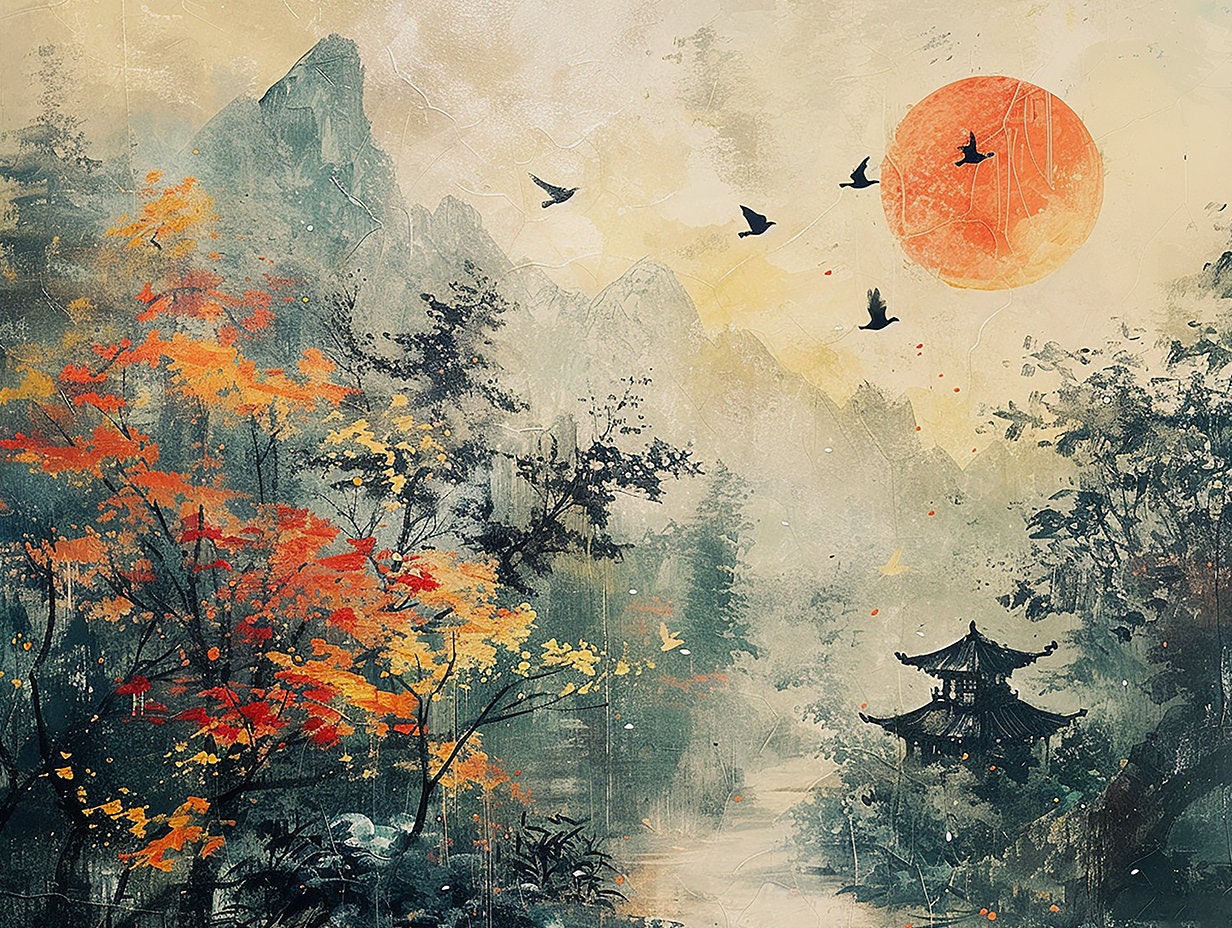 Horizontal Japanese Wall Art, Landscape Print, Japanese Art Print ...