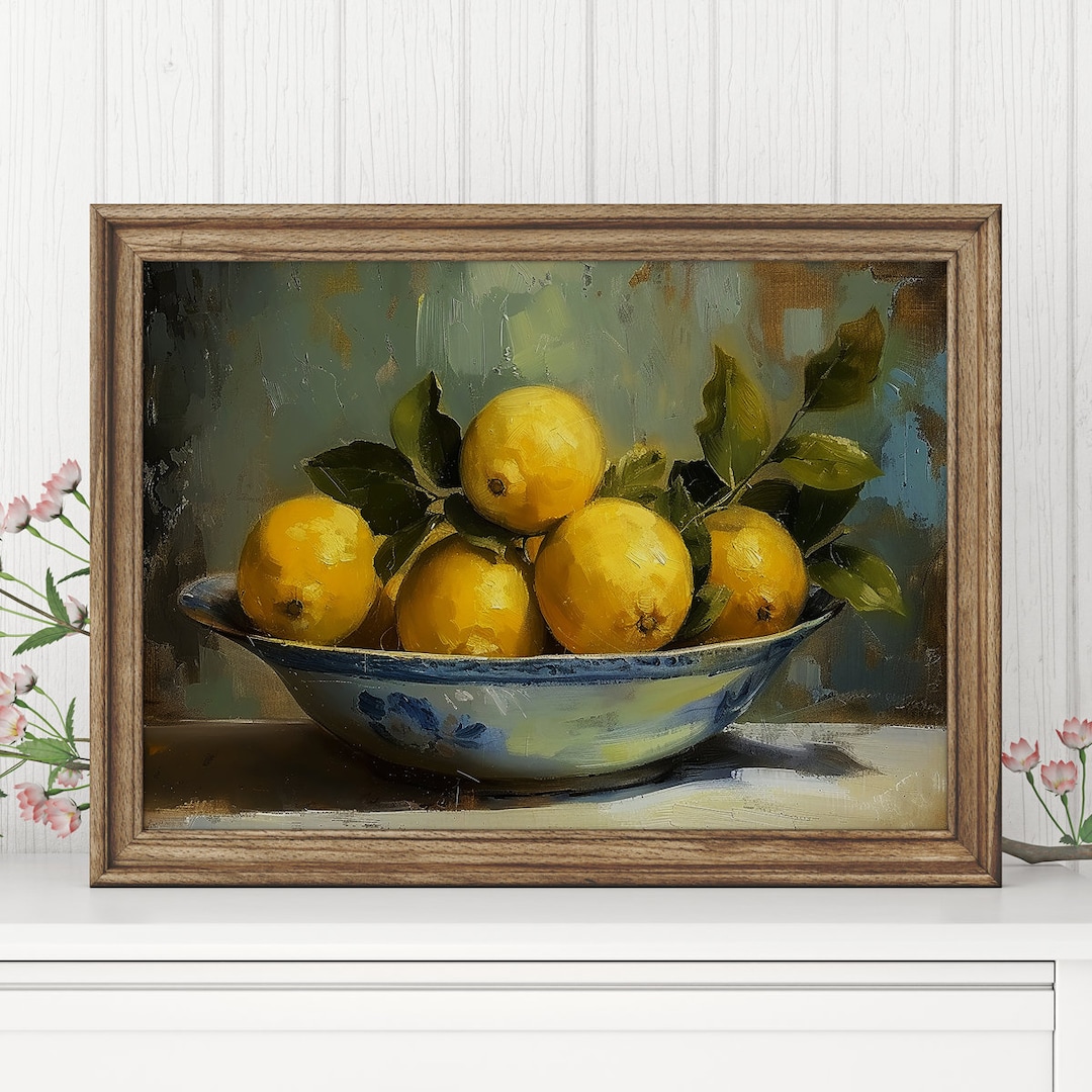 Horizontal Lemon Digital Print | Vintage Lemon Print | Kitchen Oil ...