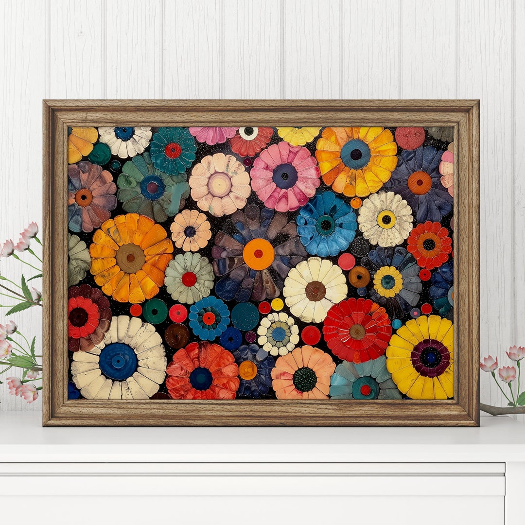 Horizontal Japanese Flower Print, Japanese Art Print, Colorful Art ...