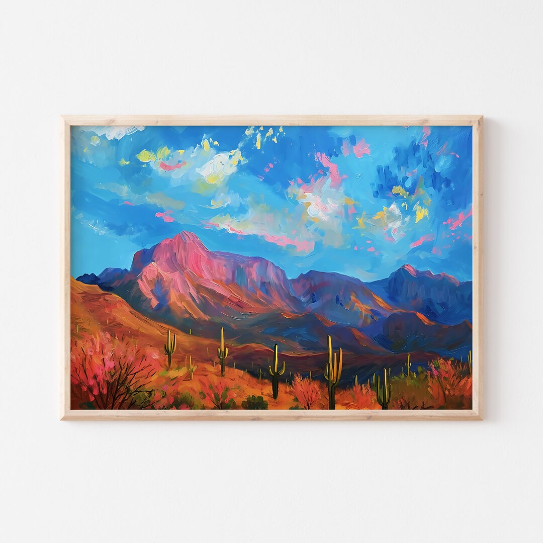 Colorful Arizona Print, Vintage Desert Sunset Print, Western Texas ...