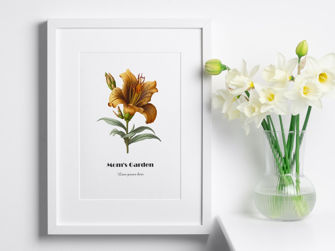 Custom Family Flower Bouquet Set of 2 Birth Flower Digital - Etsy