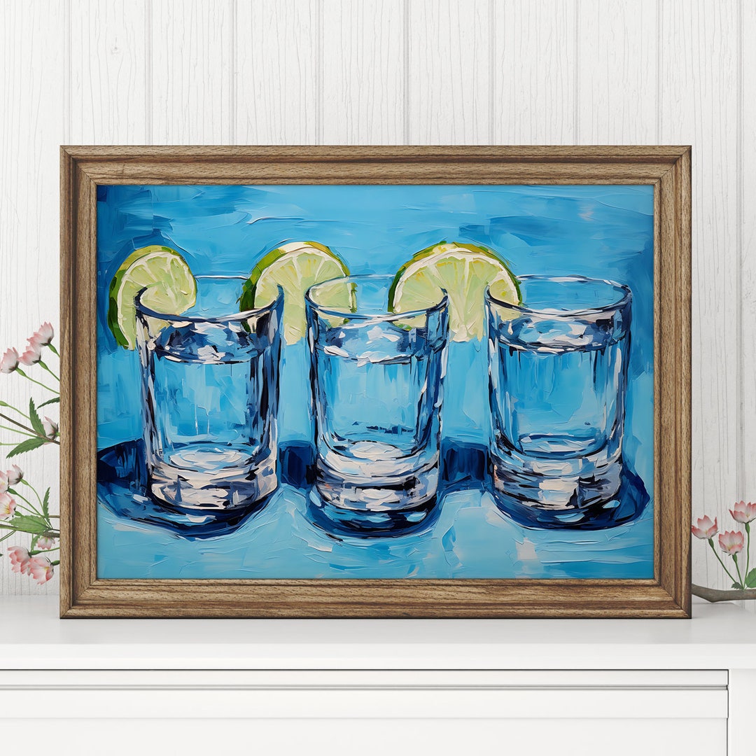 Tequila Digital Oil Paint | Retro Bar Wall Art | Cocktail Poster | Oil ...