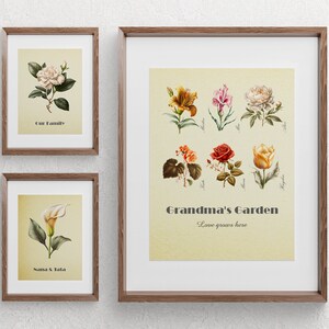 Custom Grandma’s Garden Set of 3 | Custom Family Art Print Digital Only ...