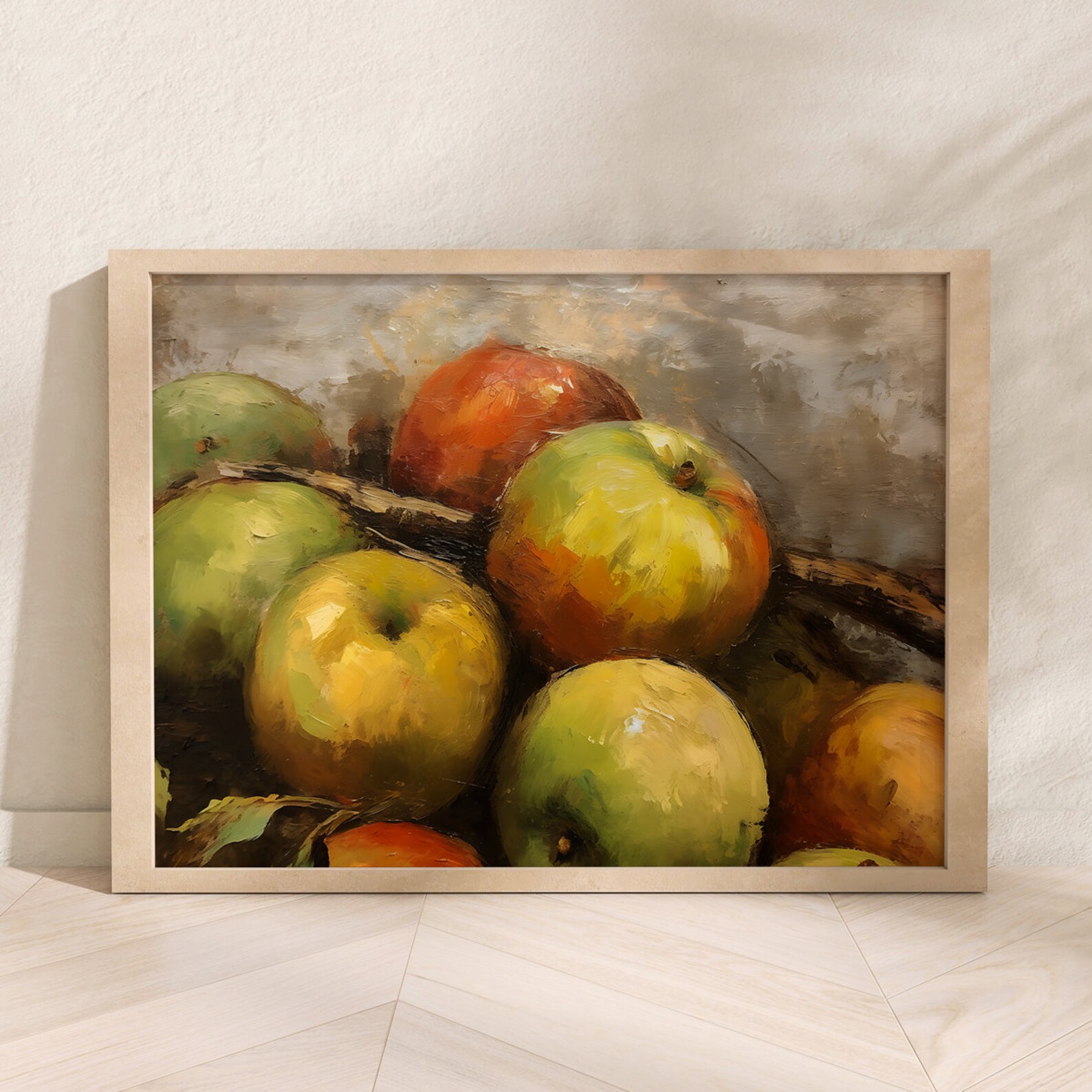 Horizontal Vintage Apple Print, Peach Wall Art, Rustic Kitchen Print ...