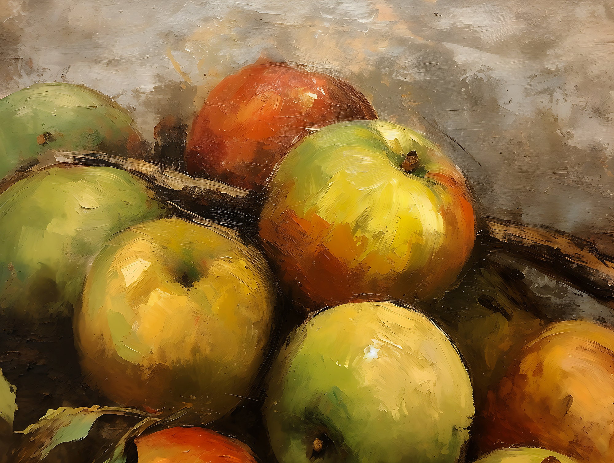 Horizontal Vintage Apple Print, Peach Wall Art, Rustic Kitchen Print ...