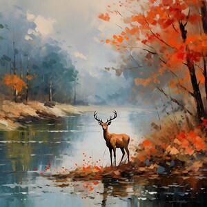 Horizontal Art Print, Fall Horizontal Wall Art, Nature Painting ...