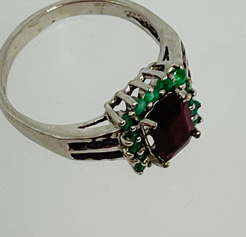 Natural Blood Red Ruby Green Columbian Emerald Sterling Silver Size 7 ...