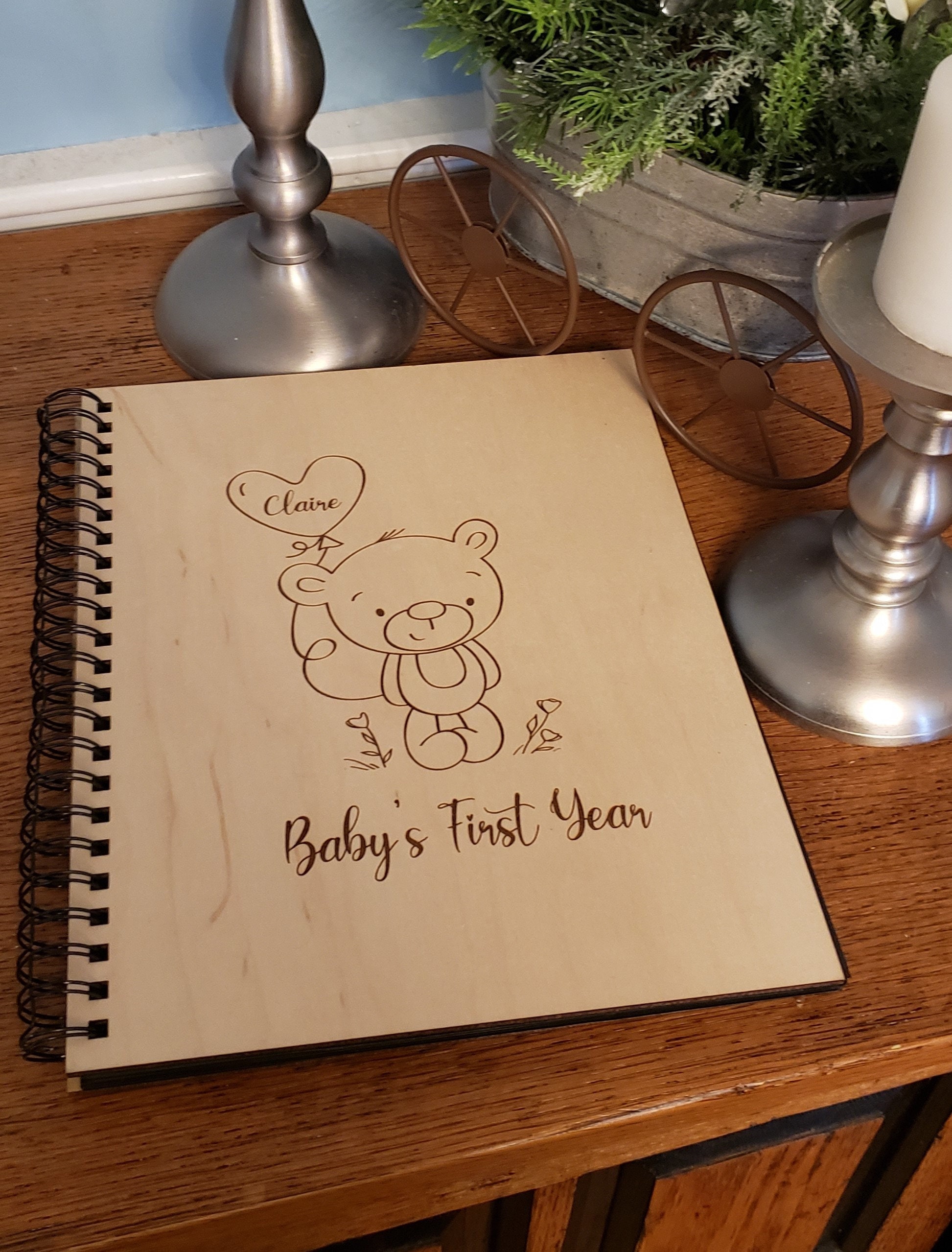 Custom Baby Album, Baby's First Year Photo Book, Wooden Scrapbook, New ...