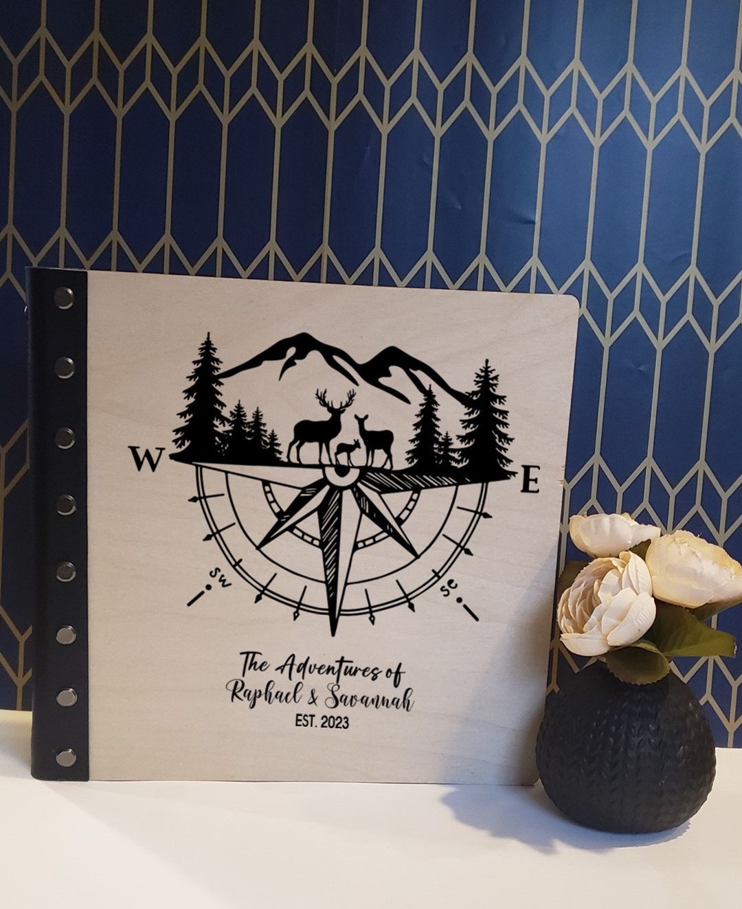 Deer Compass Engraved Book (9.5 X 9.5) for Scrapbooks and Photo ...