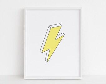 Lightning Bolt Digital Art, Printable - Etsy