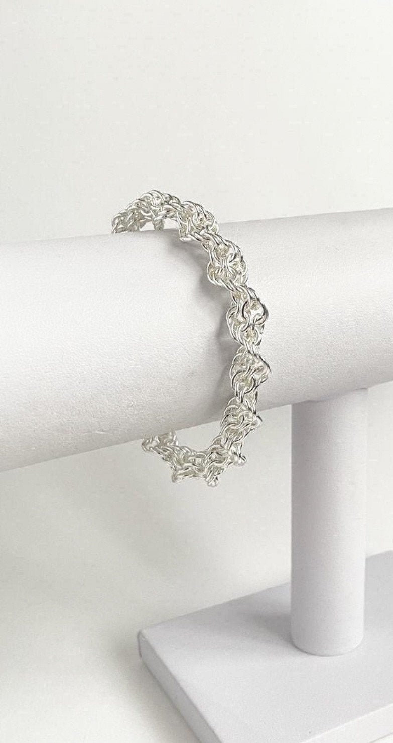 Sterling Silver Spiral Chainmaille Ladies Bracelet | Etsy