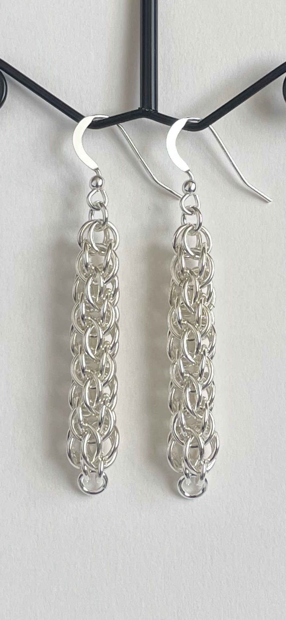 Lace Effect Sterling Silver Chainmaille Ladies Earrings - Etsy UK