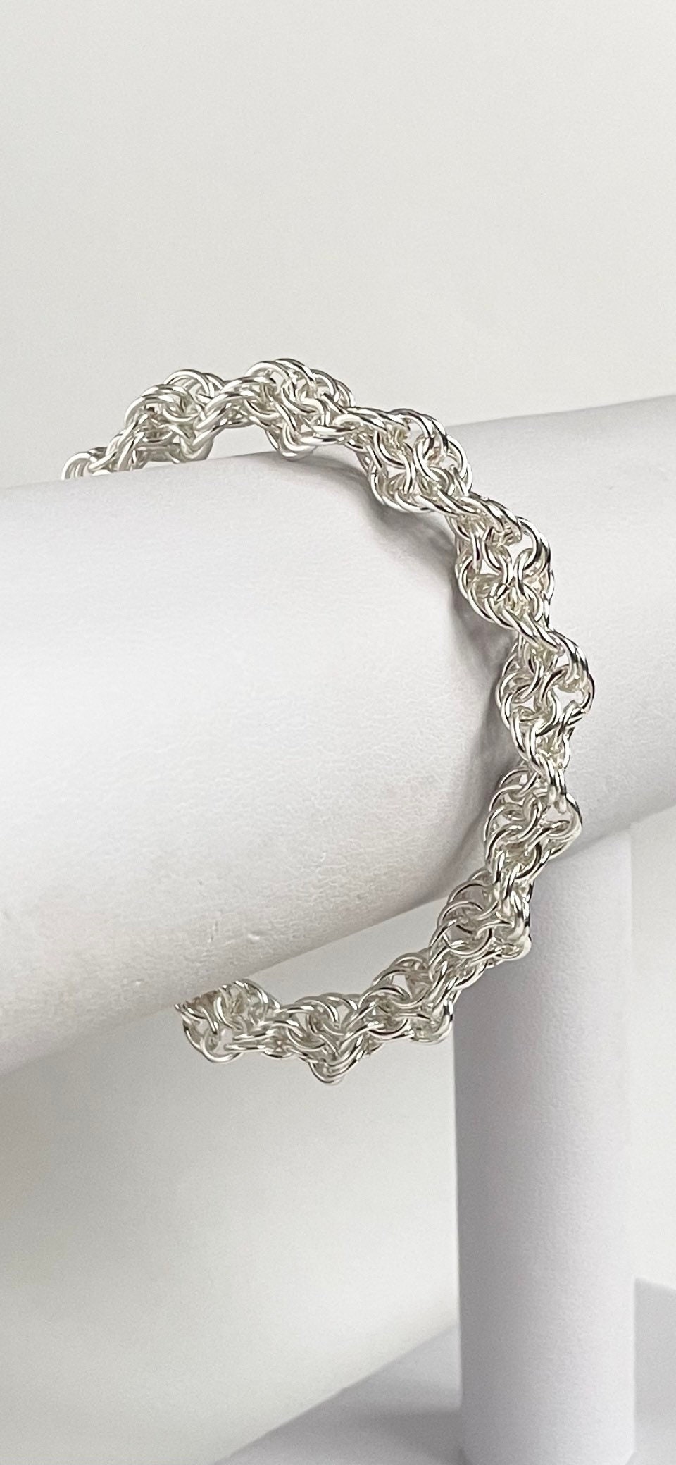 Sterling Silver Spiral Chainmaille Ladies Bracelet | Etsy