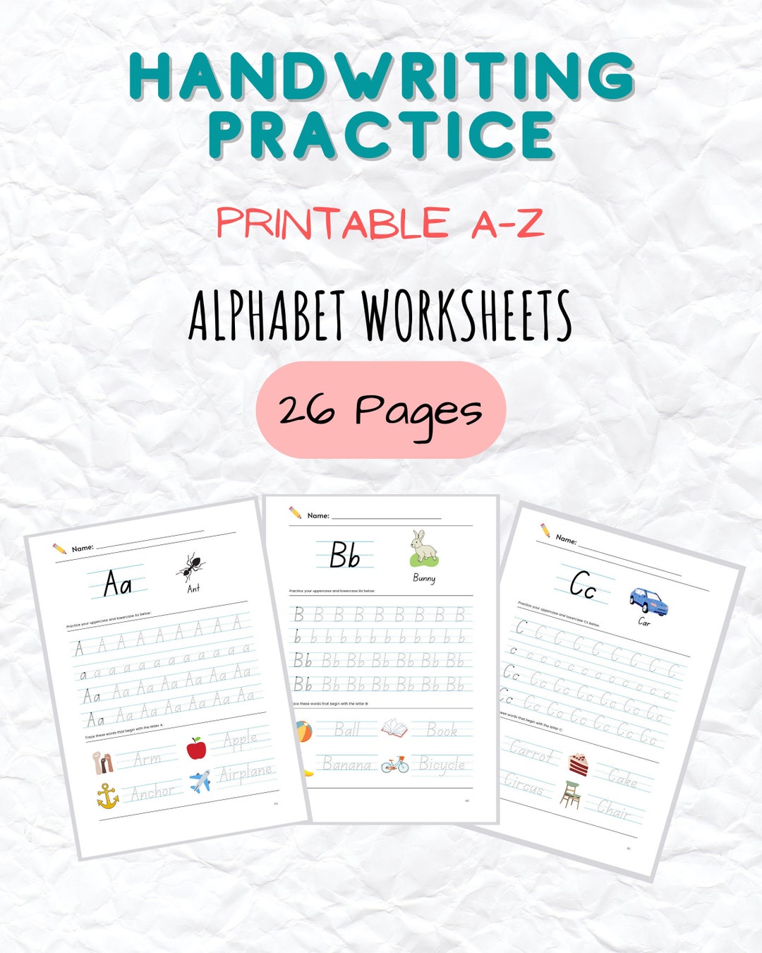 Printable Alphabet Practice Worksheets - Etsy