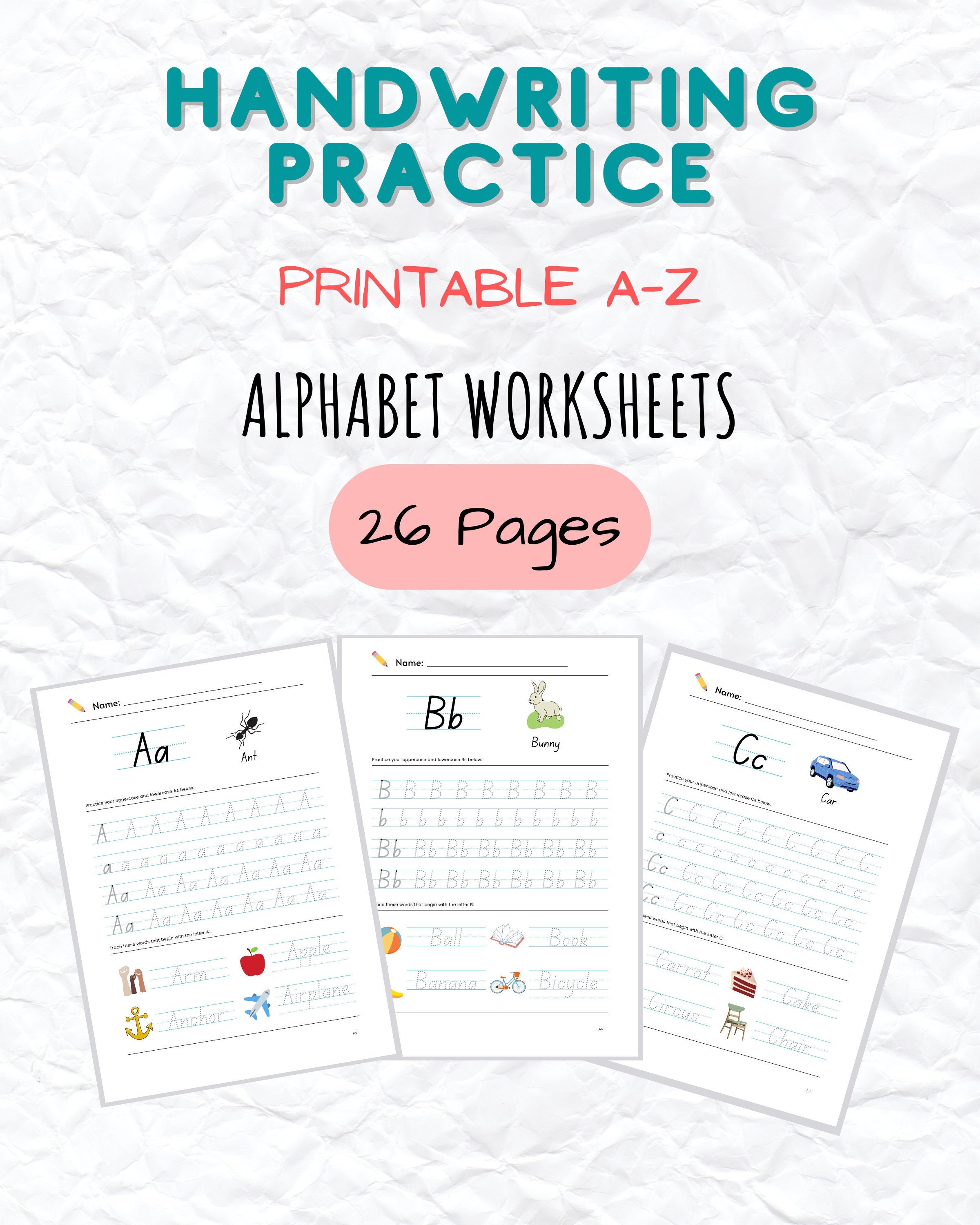 Printable Alphabet Practice Worksheets - Etsy