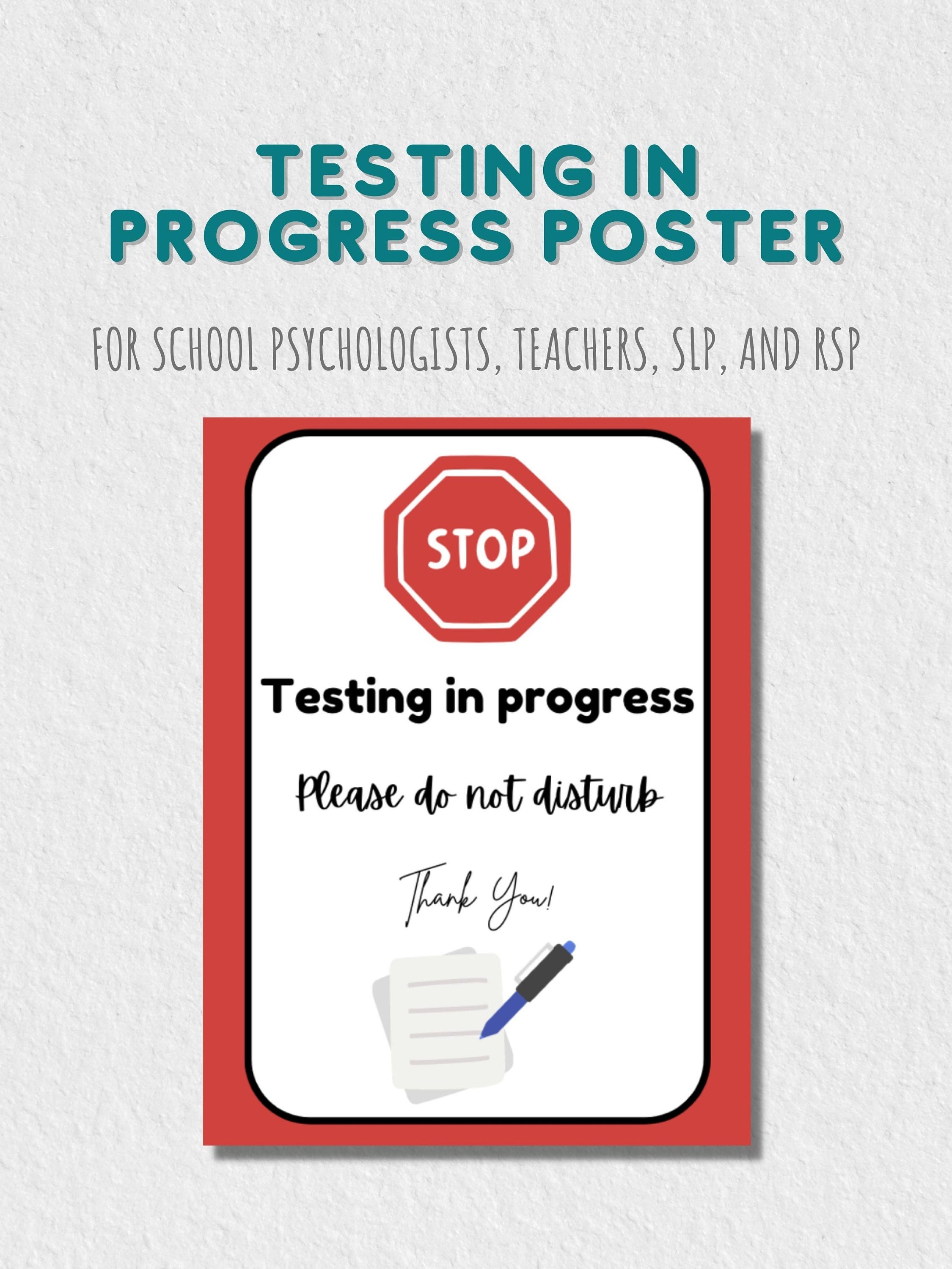 Printable Digital Poster for Office Door Testing in Progress - Etsy