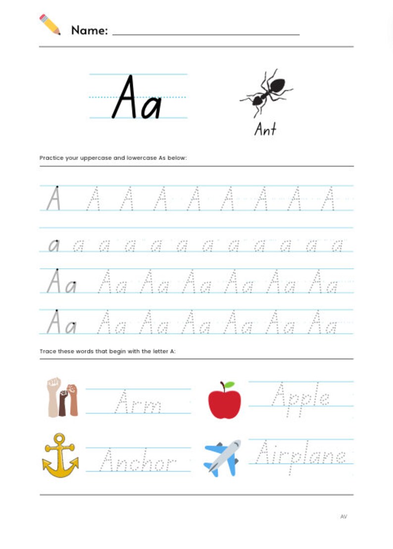 Printable Alphabet Practice Worksheets - Etsy