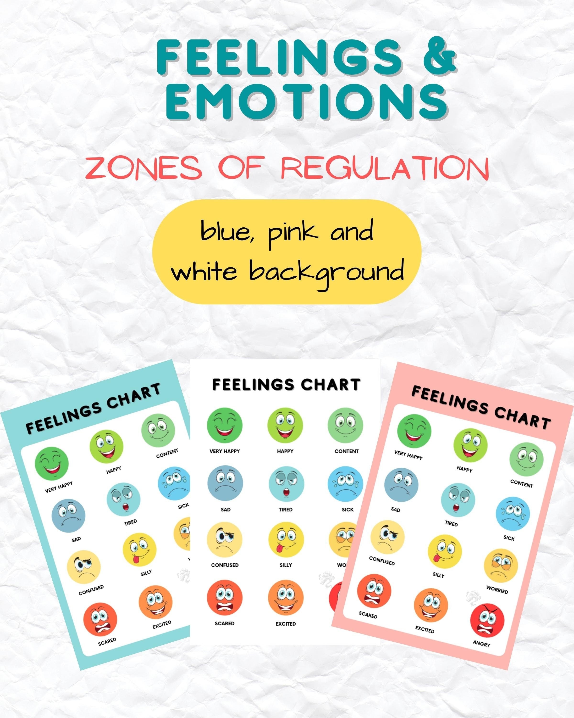 Feelings Chart Zones of Regulation for Students, Teachers, and ...