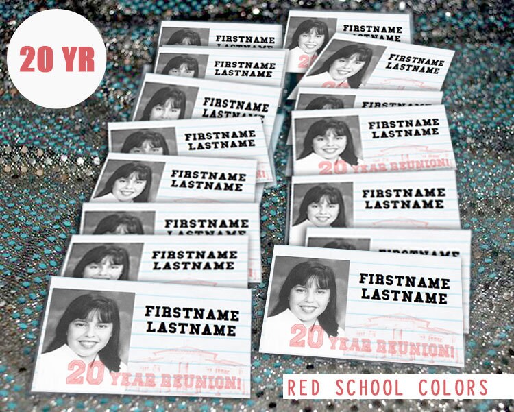 20 Year RED DIGITAL DOWNLOAD High School Reunion Name Tag Template - Etsy