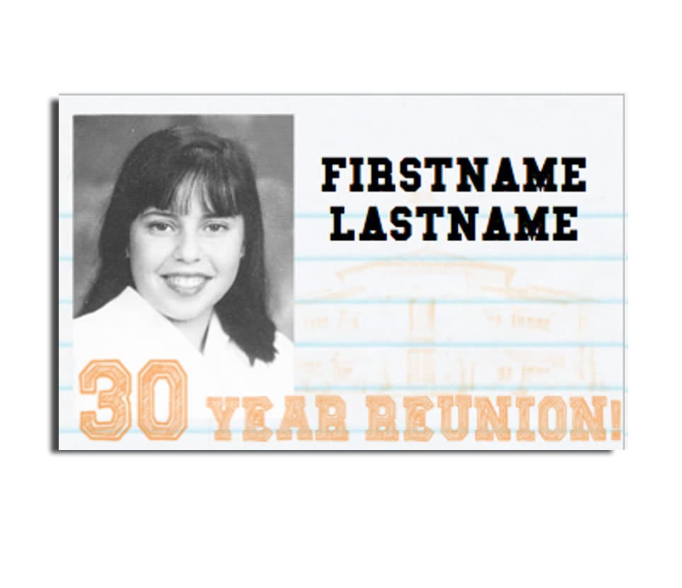 30 Year (ORANGE) DIGITAL DOWNLOAD - High School Reunion - Name Tag ...