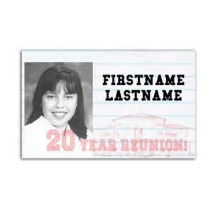 20 Year (RED) DIGITAL DOWNLOAD - High School Reunion - Name Tag ...