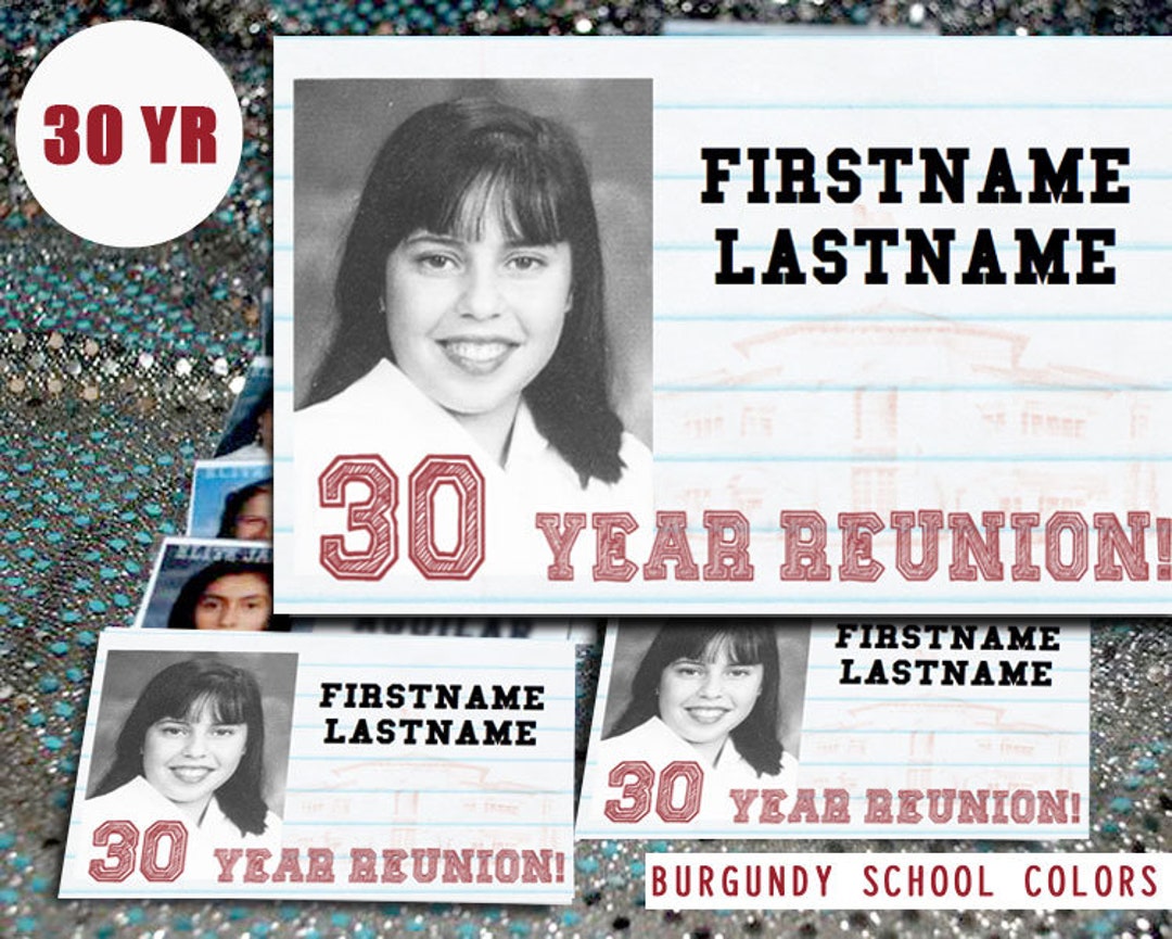 30 Year (BURGUNDY) DIGITAL DOWNLOAD - High School Reunion - Name Tag ...