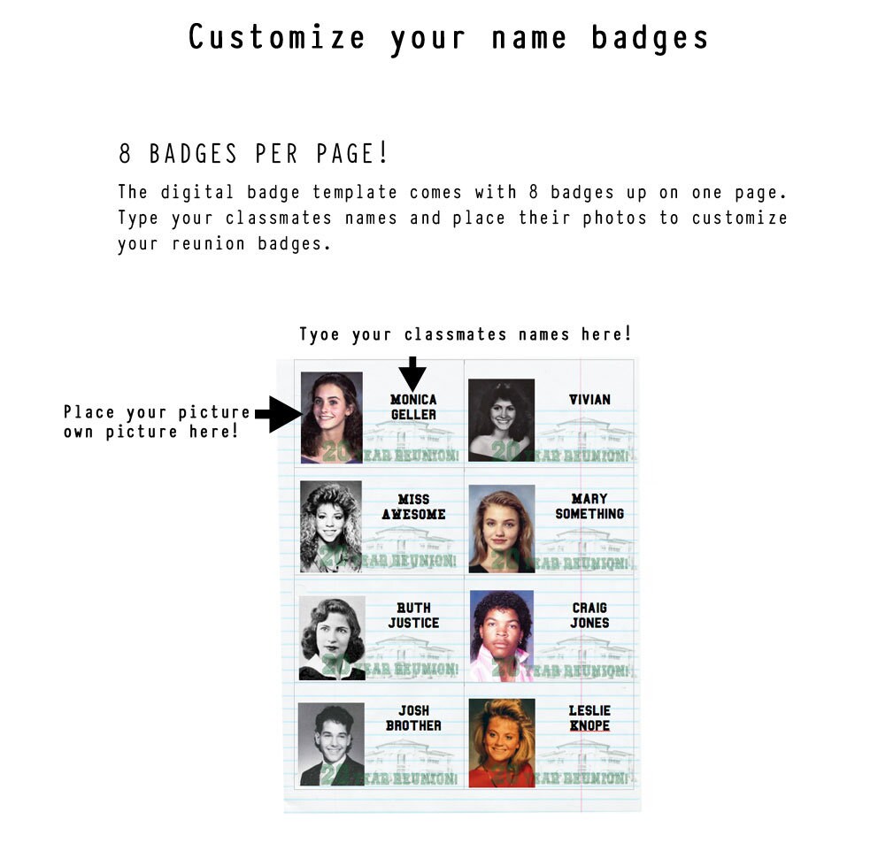 CUSTOM Name Tag - DIGITAL Download - High School Reunion (3"x4" - AVERY ...