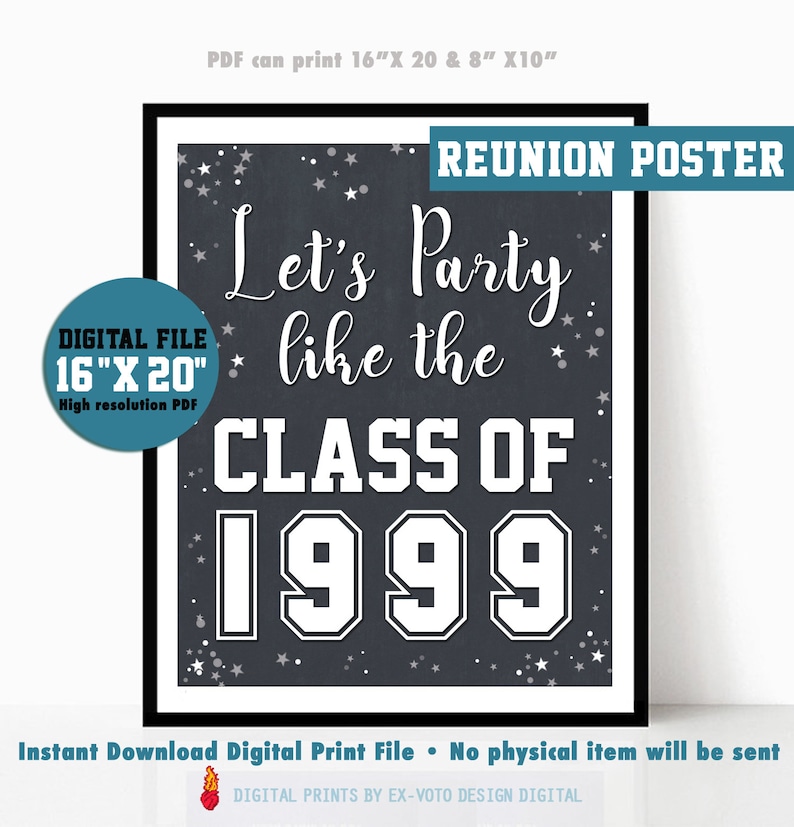 Let's Party Like the Class of 1999, Reunion Decor, Digital Download - Etsy
