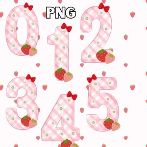 Strawberry Birthday Numbers, Png, Strawberry and Daisy Birthday Numbers ...
