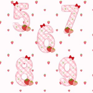 Strawberry Birthday Numbers, Png, Strawberry and Daisy Birthday Numbers ...