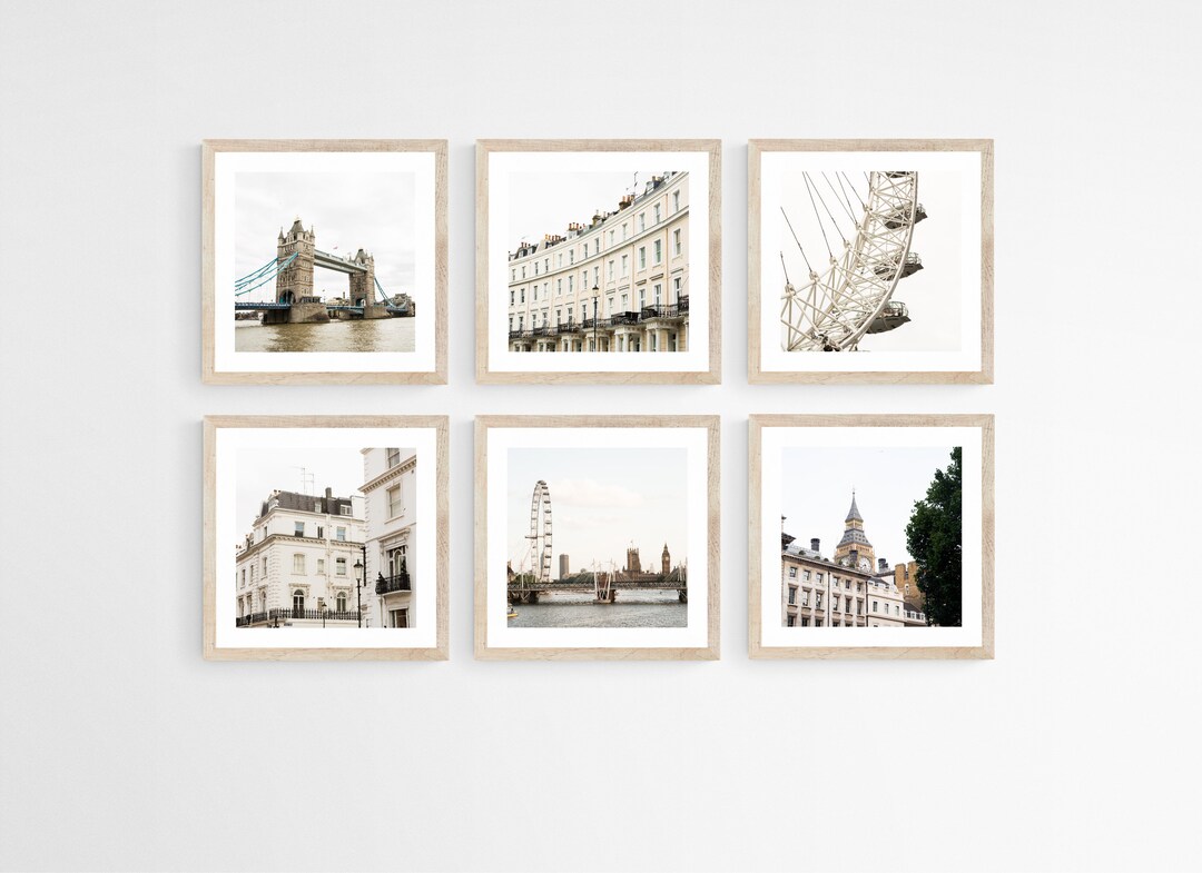 Neutral London City Set of 6 Travel Photography Prints, Beige Artwork ...