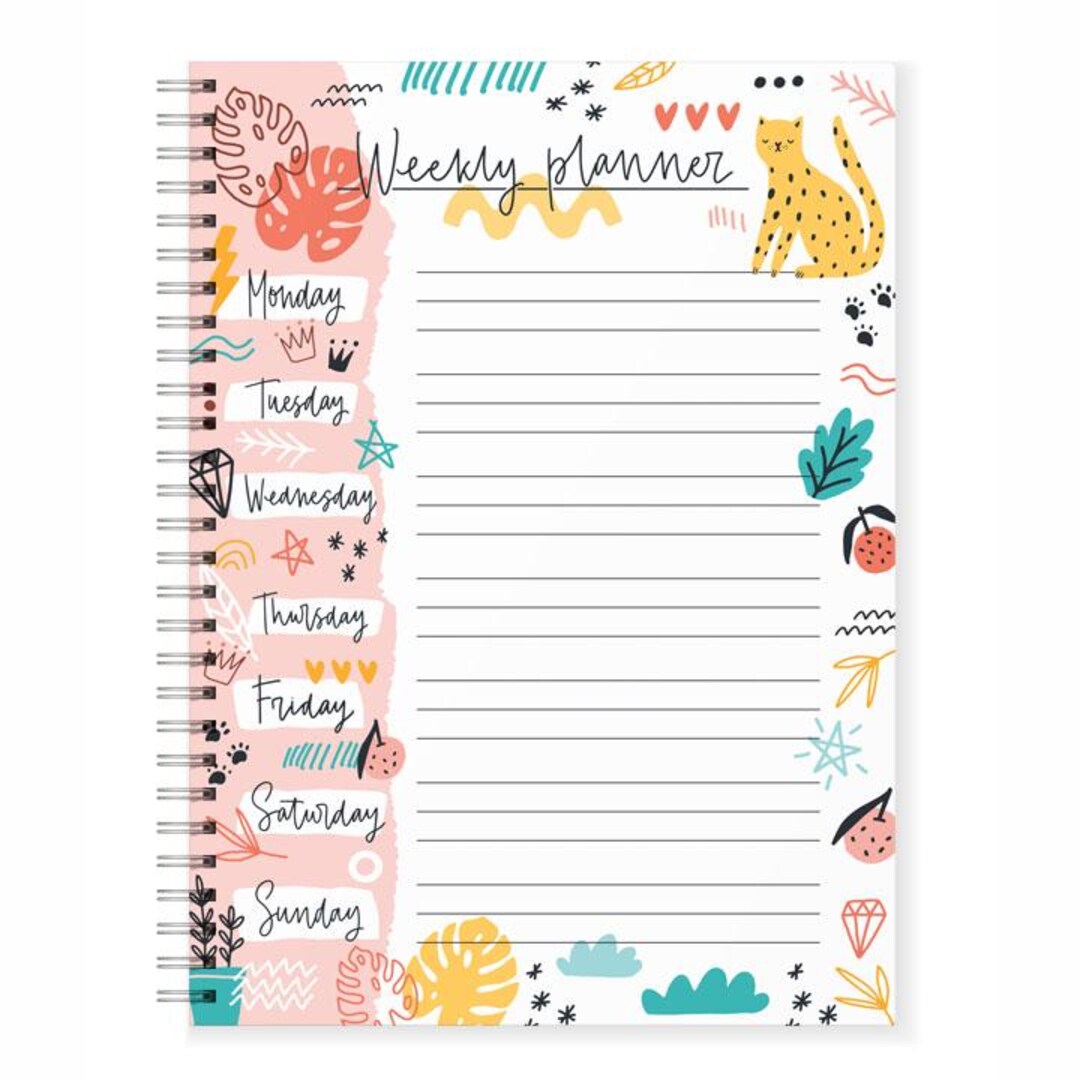 Weekly Planner Notebook, Doodles - Etsy