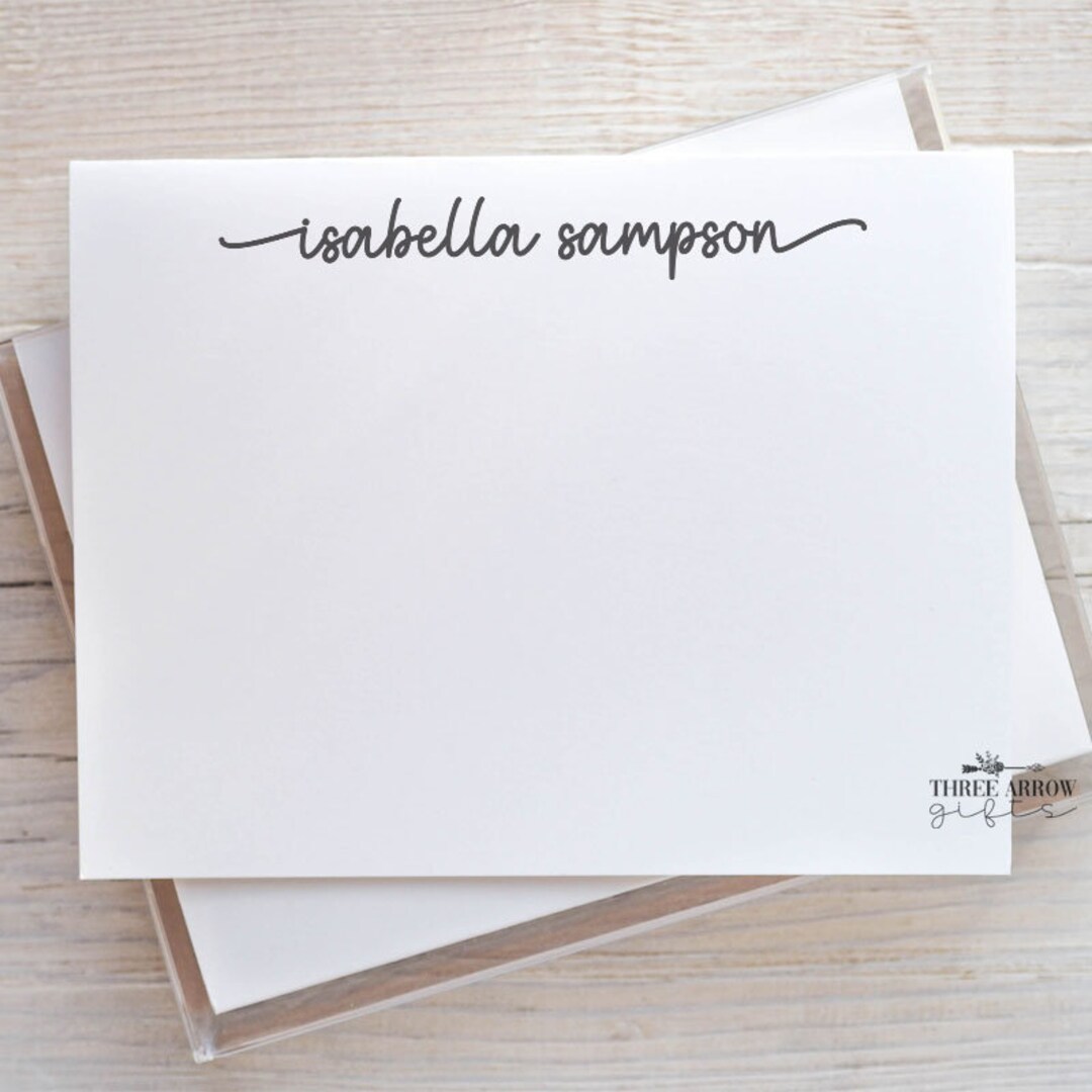 Script Stationery Note Card Set A2 Flat Notecards Personalized ...