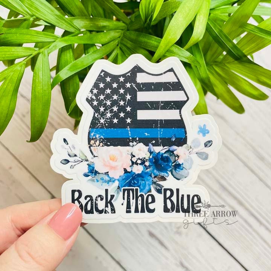 Back the Blue Badge Sticker Police Officer Flower Sticker 3 Inch - Etsy