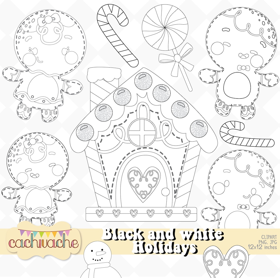 Outline Gingerbread Clipart, Outline Clipart, Outline Christmas Clipart ...