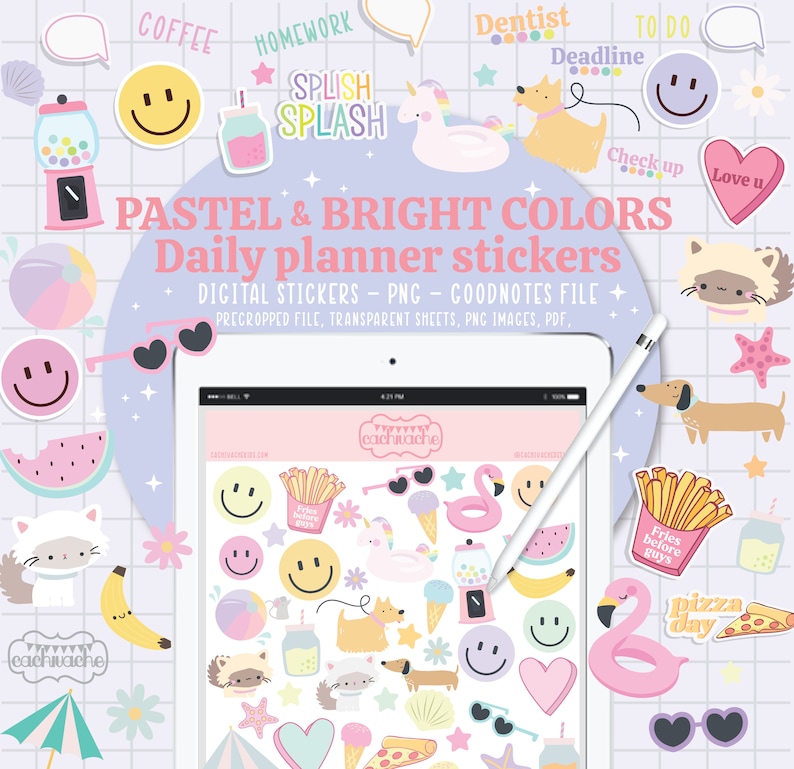 Digital Planner Stickers for Goodnotes, Noteful Etc. Colorful Planning ...