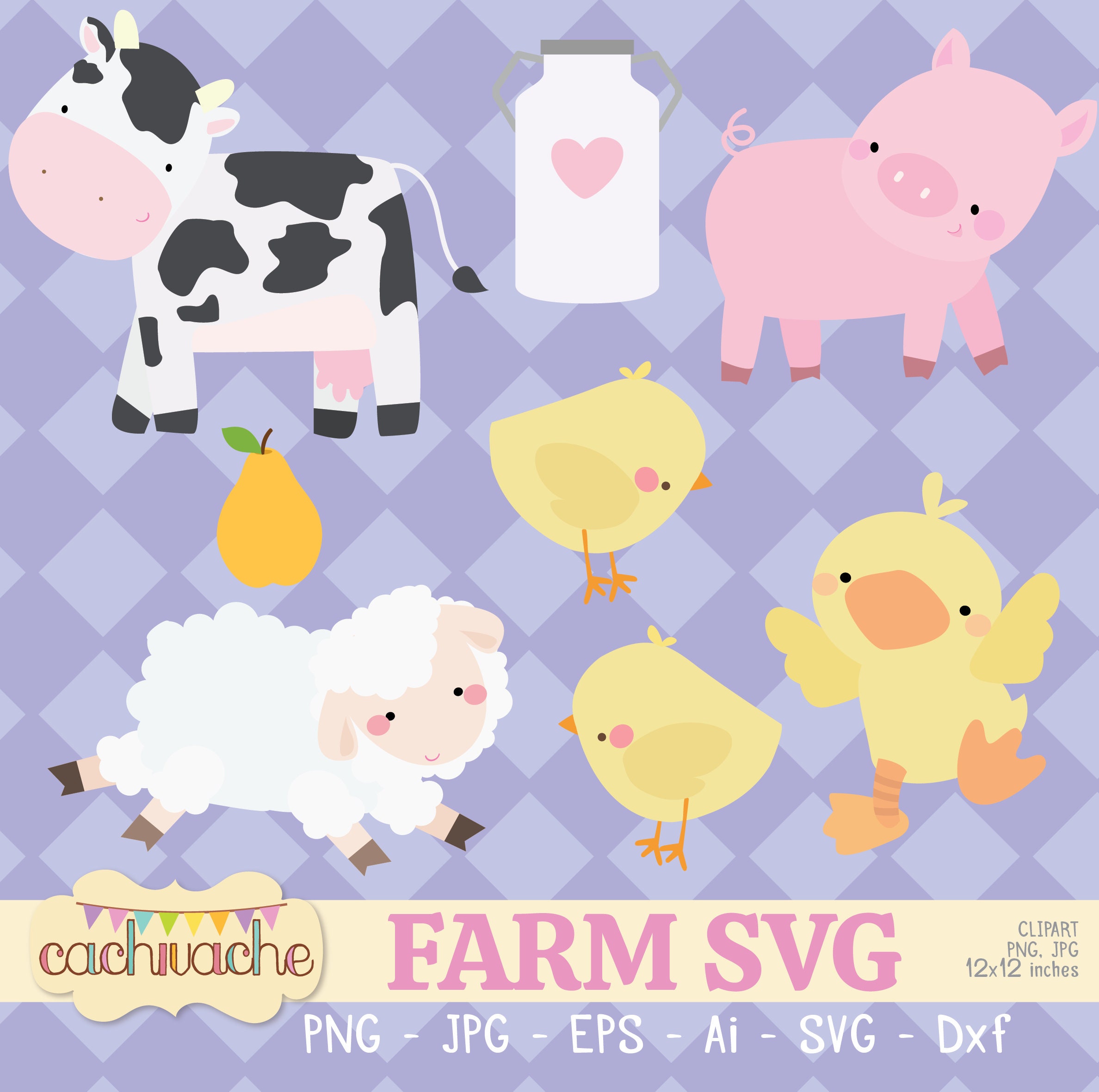 Granja svg granero svg svg vaca svg caballo pollito svg - Etsy España