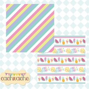 Summer Digital Paper, Summer Pool Party Clipart, Flamingo Digital Paper ...