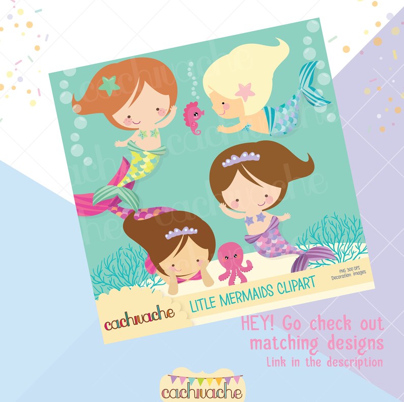 Watercolor Mermaid Clipart Cute Mermaid Clipart Mermaid Tail | Etsy