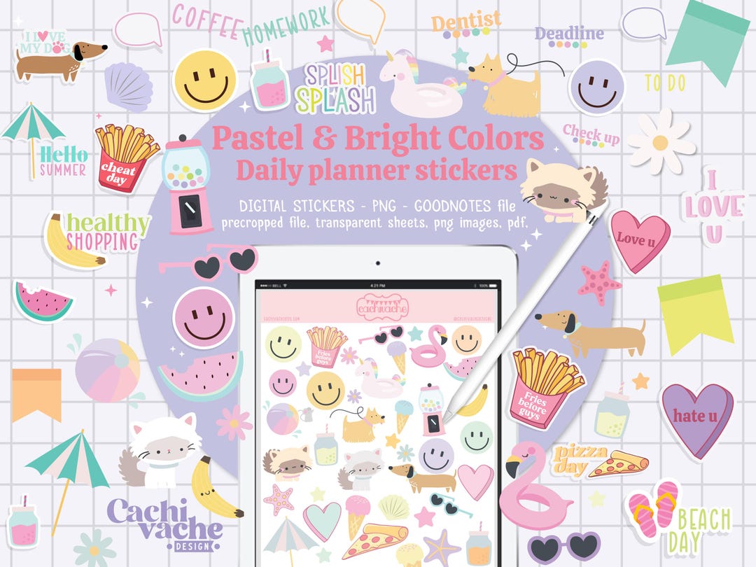 Digital Planner Stickers for Goodnotes, Noteful Etc. Colorful Planning ...
