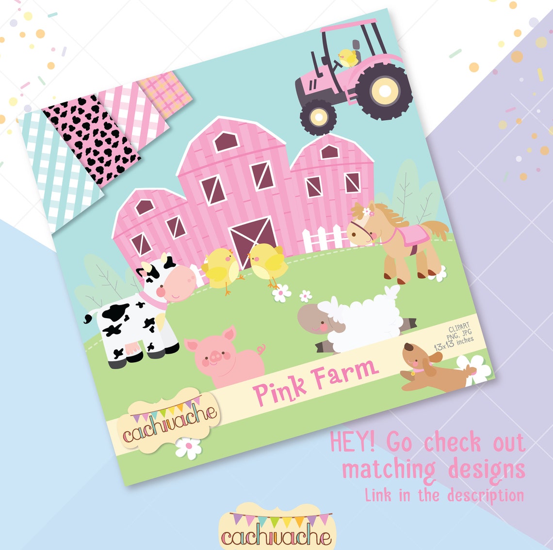 Clipart granja rosa clipart granja clipart fiesta de granja - Etsy México