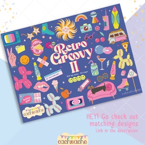 Groovy Digital Paper, Seamless Retro Digital Paper, Roller Skate ...