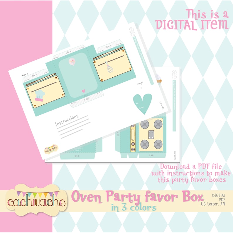 Oven Party Box Party Favor Digital Box Party Printable PDF | Etsy