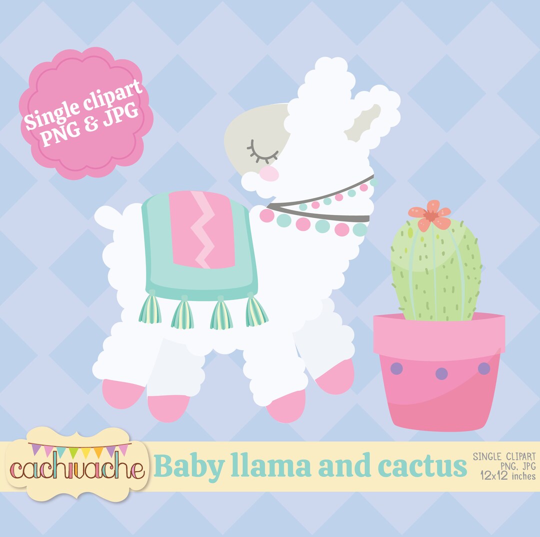 Llama Clipart, Cute Llama Clipart, Baby Llama Clipart, Cactus Clipart ...