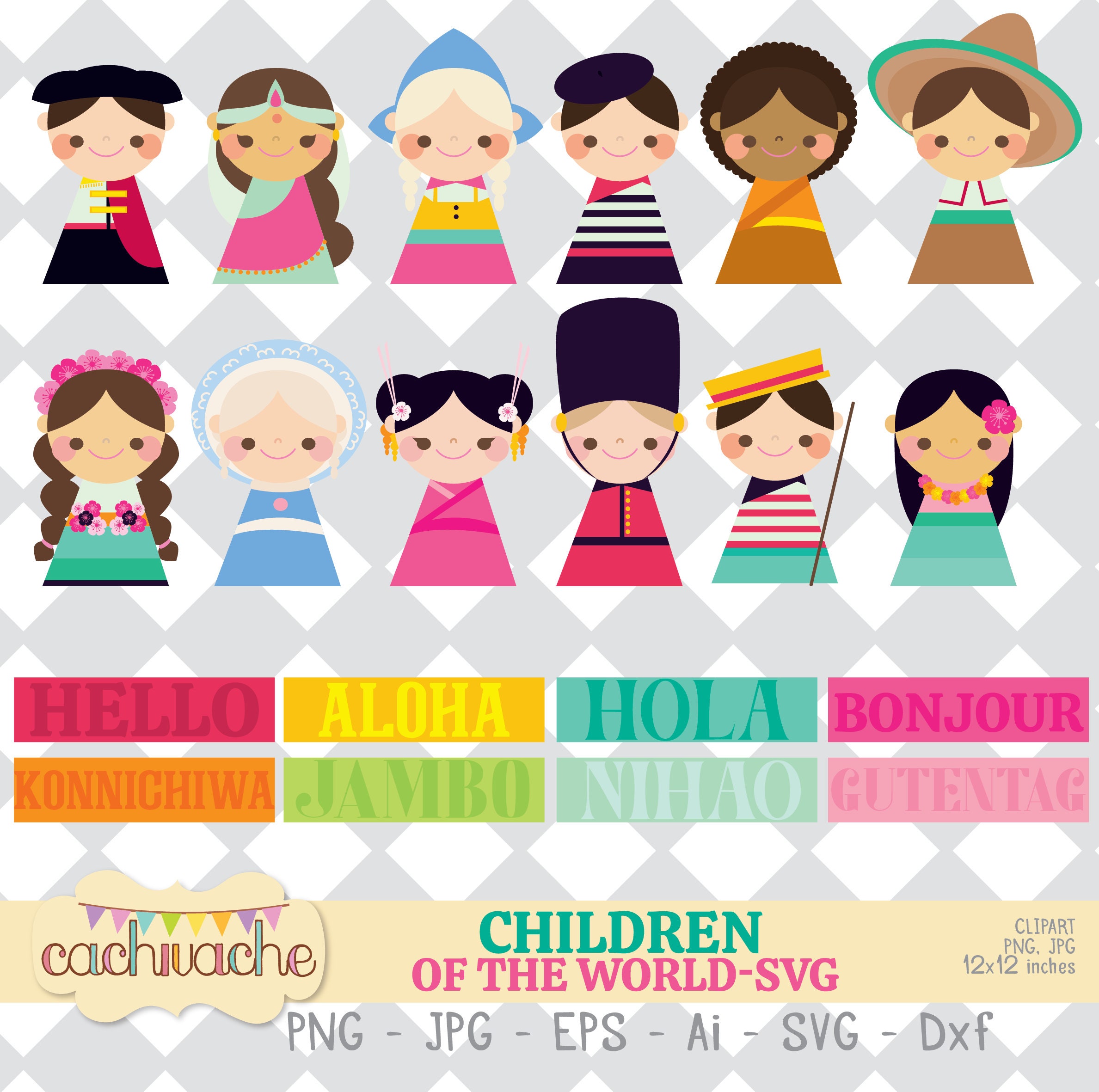 Papercraft Children of the world clipart children SVG around the world ...