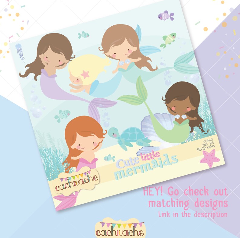 Watercolor Mermaid Clipart Cute Mermaid Clipart Mermaid Tail | Etsy