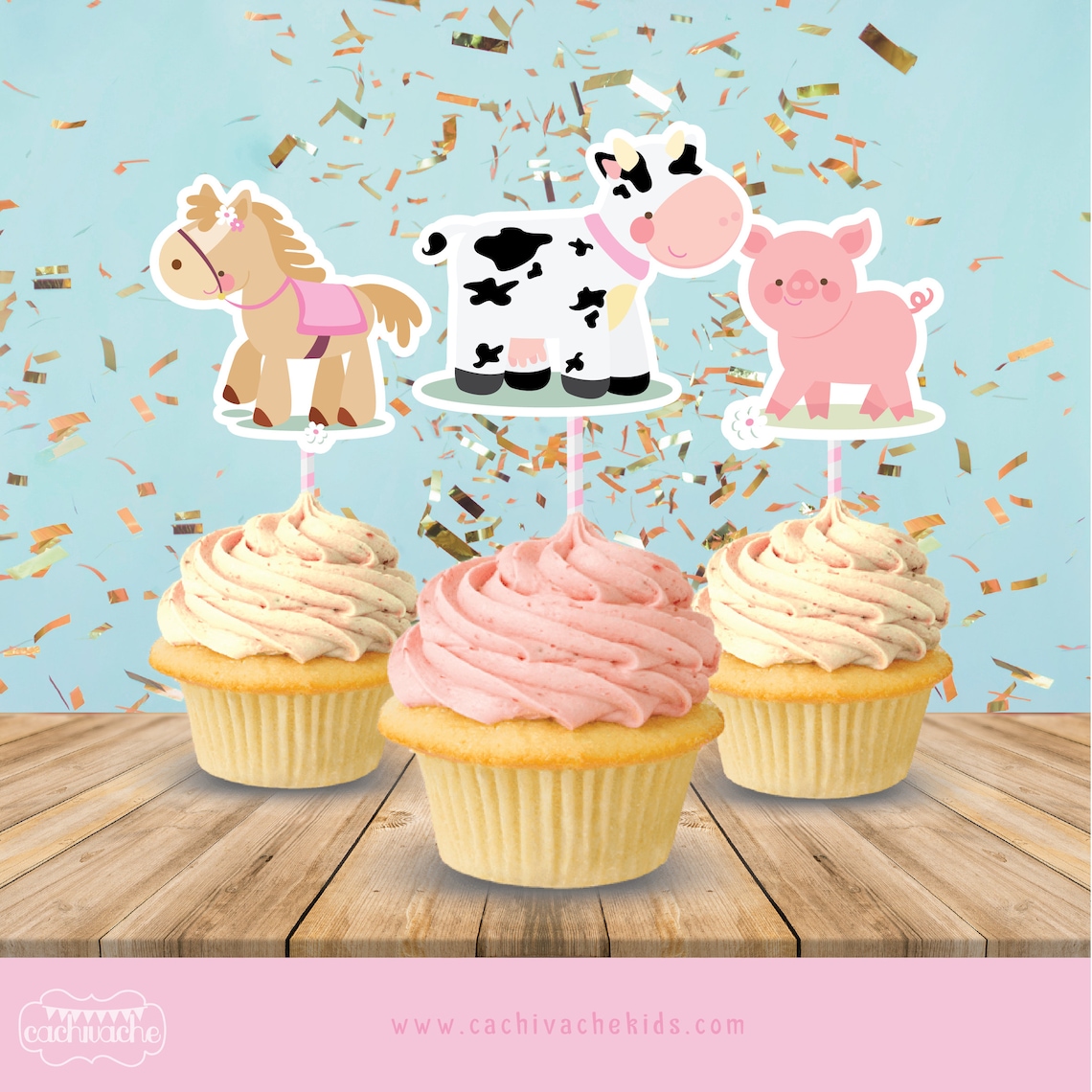 Cupcake Toppers Thank You Party Cards Printable Cupcake | Etsy