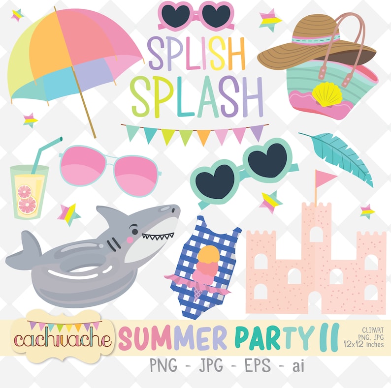Summer Party Clipart Pool Party Clipart Unicorn Float - Etsy